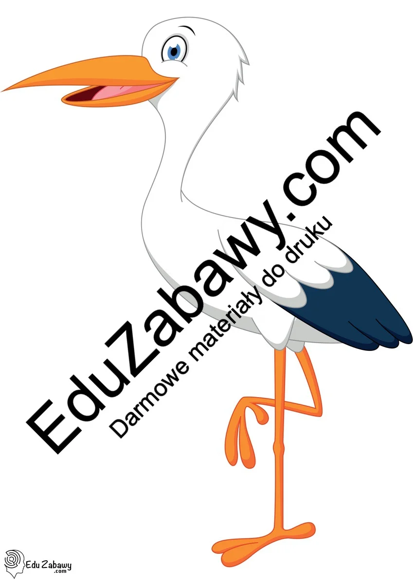 Dekoracje: bocian do sali przedszkola, na okna do pobrania i druku
