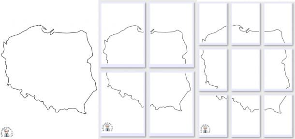 Duża konturowa mapa Polski do pobrania i do druku za darmo