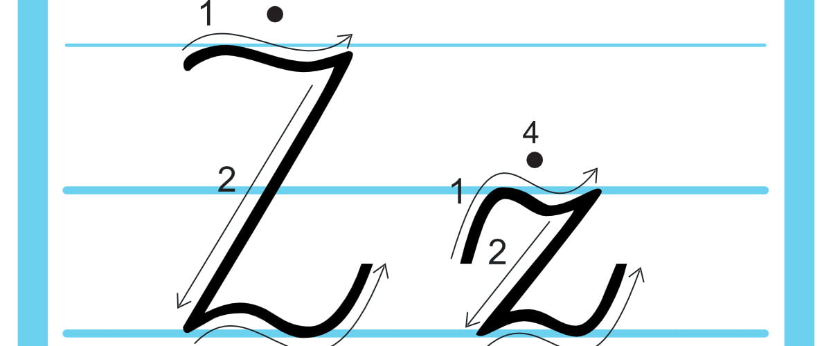 Plansza dydaktyczna: litera Ź z kierunkiem pisania do druku za darmo