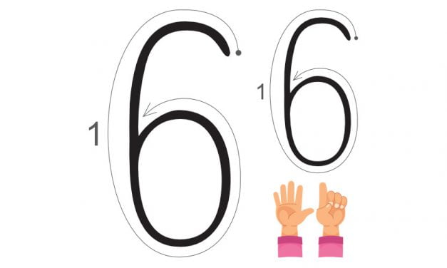 Nauka pisania cyfry 6: karty pracy do druku dla dzieci, przedszkolaków