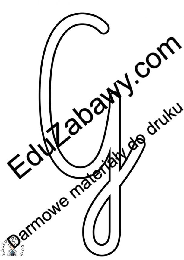Kontury litery G do druku, wycinania, kolorowania, wyklejania. Polski alfabet