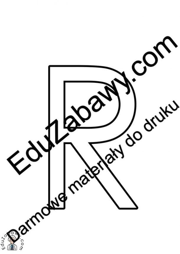 Kontury litery R do druku, wycinania, kolorowania, wyklejania. Polski ...