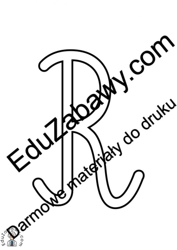 Kontury litery R do druku, wycinania, kolorowania, wyklejania. Polski ...