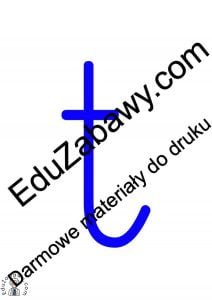 Litera T pisana i drukowana do druku. Karty i plansze edukacyjne - Alfabet