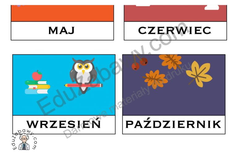 Plakat: Symbole miesięcy: plansze A4 i XXL w PDF do druku