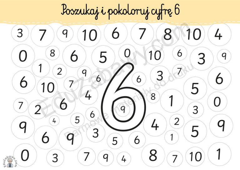 Poszukaj cyfrę i pokoloruj 0-10: karty pracy PDF do druku za darmo
