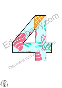 Cyfry we wzór z lodami do druku, ozdabiania sali przedszkola, szkoły