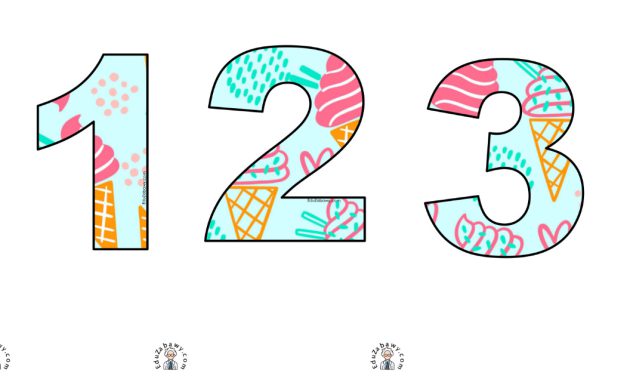 Litery i cyfry z motywem lata do druku, ozdabiania sali przedszkola