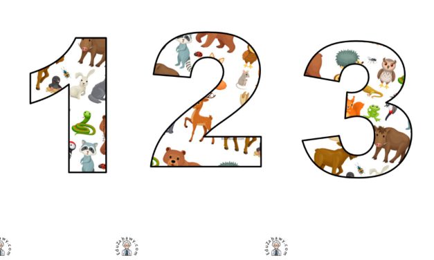 Litery i cyfry: Zwierzęta do druku, ozdabiania sali przedszkola