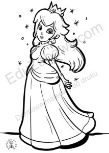 Kolorowanka: Księżniczka Peach do druku za darmo dla dzieci