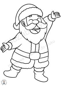Kolorowanka: Wesoły Święty Mikołaj do druku za darmo dla dzieci