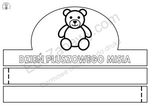 Opaska na głowę: Brązowy miś z napisem do druku dla dzieci za darmo