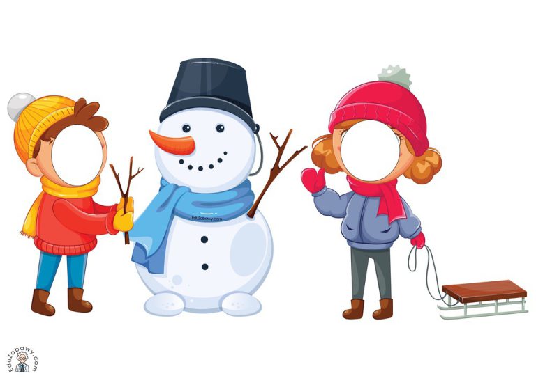 Fotobudka: Dzieci lepią bałwana do druku. Darmowy PDF XXL